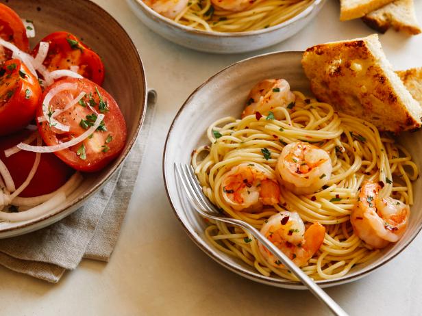 Spicy Shrimp and Spaghetti Aglio Olio (Garlic and Oil) Recipe | Rachael ...