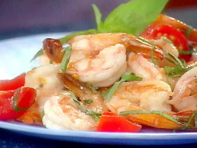 Shrimp with Basil, Garlic, and Tomatoes Recipe | Food Network Kitchen ...