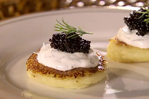 Potato Blini with Caviar Recipe | Sandra Lee | Food Network