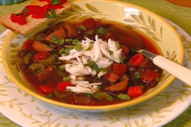 Black Bean Soup with Crab and Andouille Sausage Recipe | Robin Miller ...