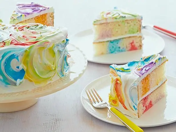 Rainbow Ribbon Cake Recipe | Sandra Lee | Food Network