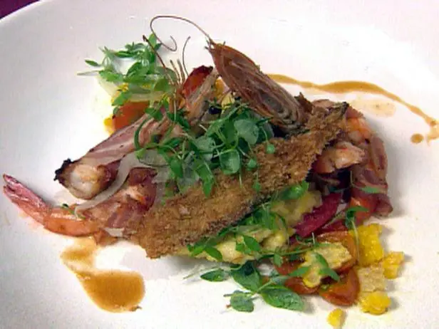 Pancetta Wrapped Bayou La Batre Shrimp with Rikards Mill Yellow Corn ...