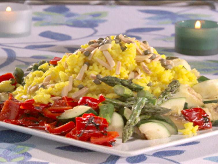 Grilled Vegetables with Saffron Rice Recipe | Sandra Lee | Food Network