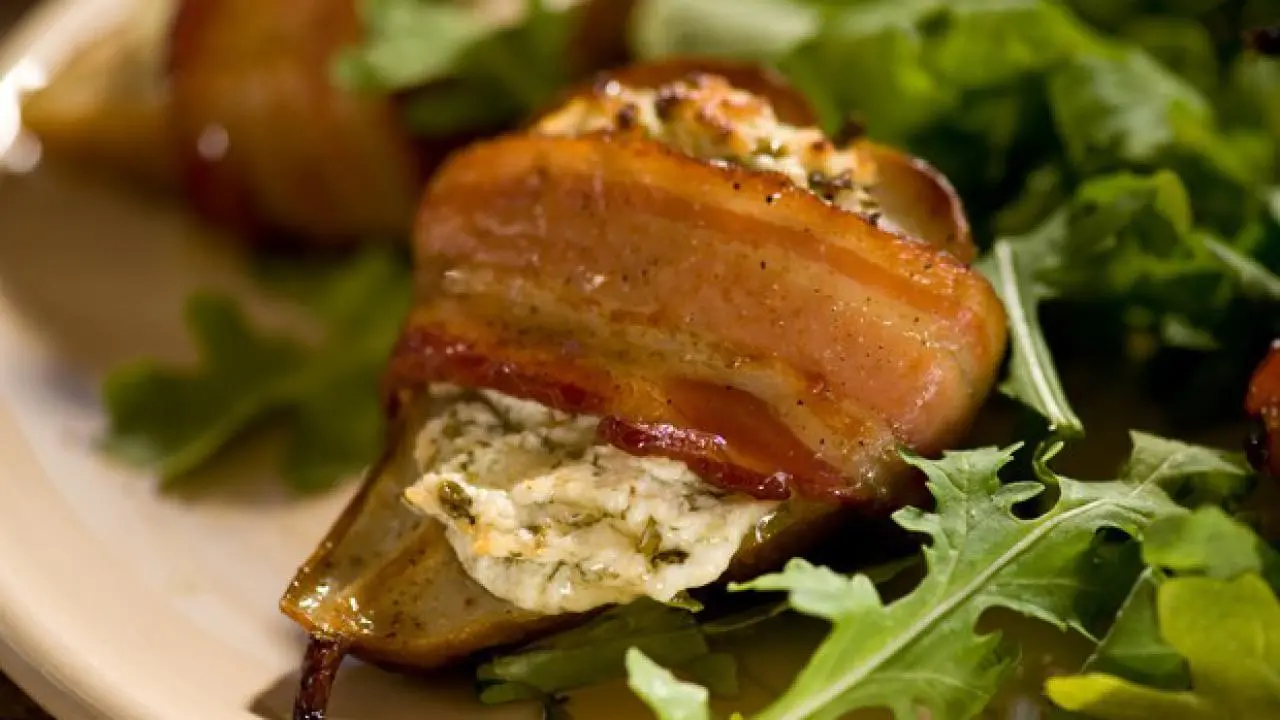 Roasted Baby Pears with Herbed Goat Cheese Recipe | Tyler Florence ...