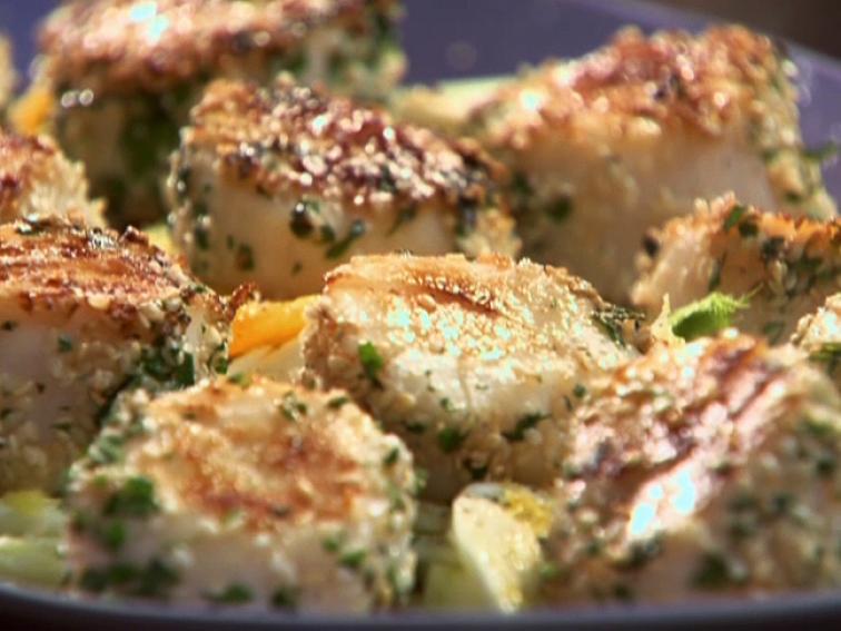 Herb and Sesame Scallops with Orange and Fennel Salad Recipe | Rachael ...