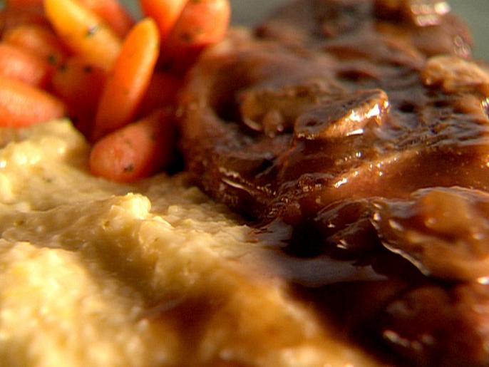 Hunter's Veal Chop with Southern Cheese Grits: Jaegerschnitzel with ...