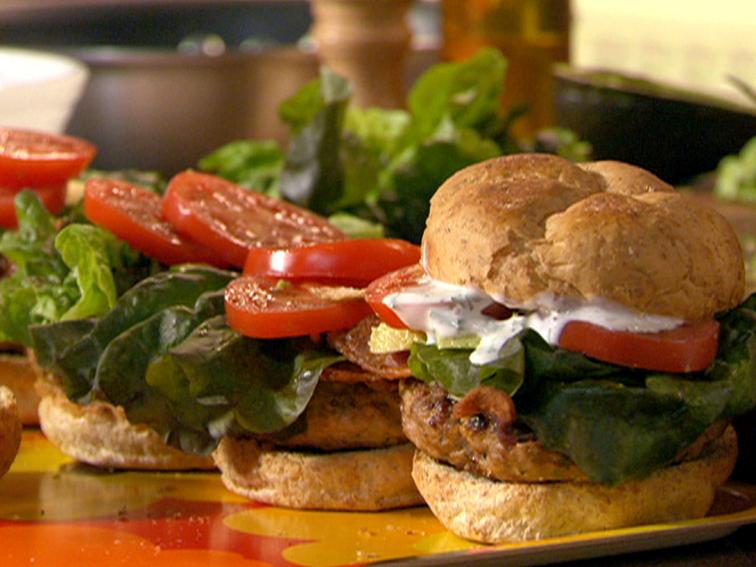 Open Wide! Tur-Chicken Club Burgers Recipe | Rachael Ray | Food Network