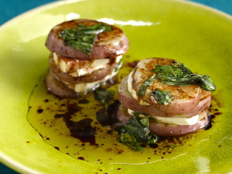 Grilled Potato and Goat Cheese Napoleon with Balsamic-Basil Vinaigrette ...