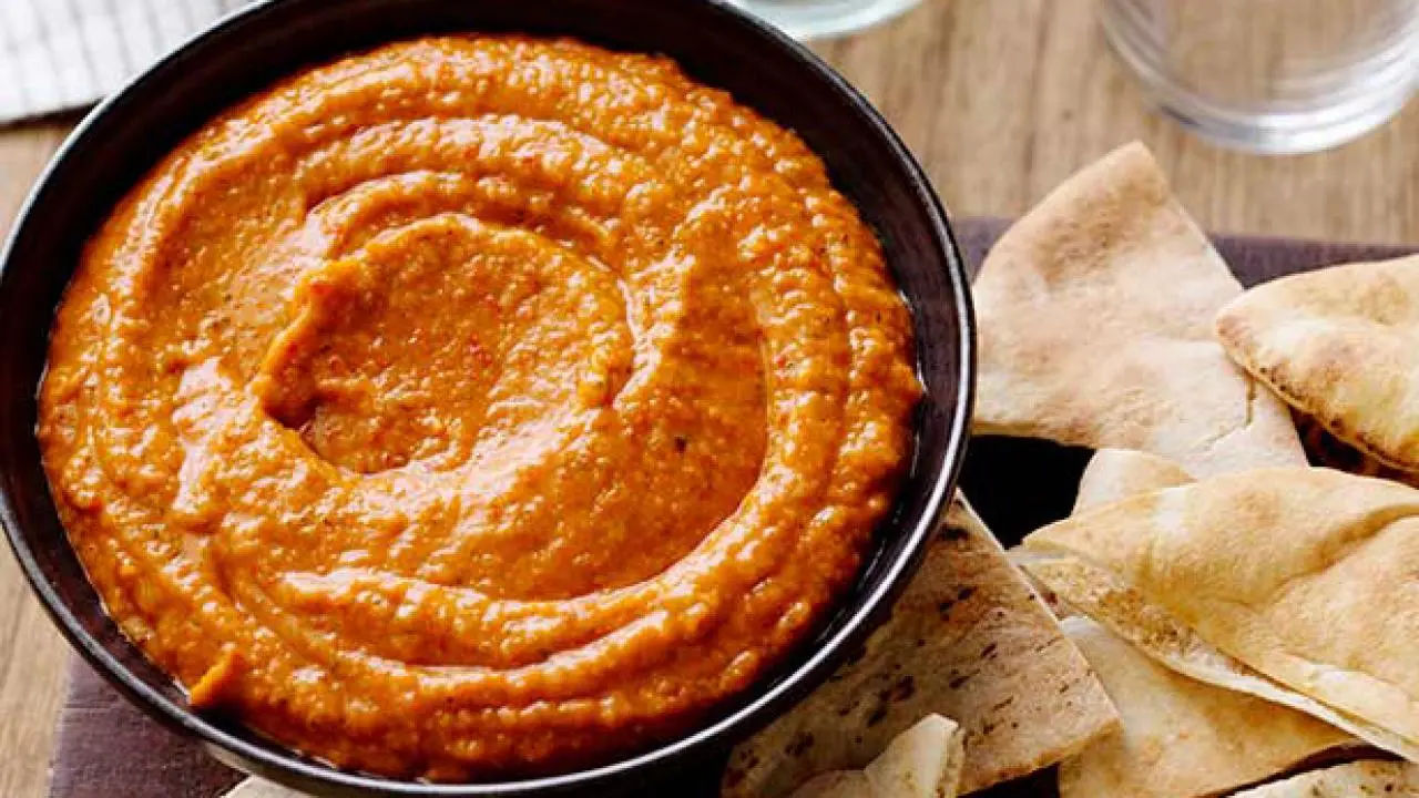 Roasted Red Bell Pepper Hummus Recipe | Guy Fieri | Food Network