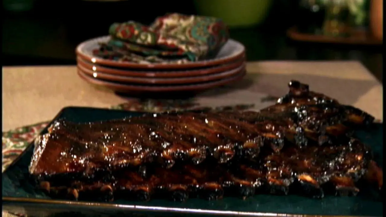 Honey-Mustard Glazed Ribs in Oven and Broiler Recipe | Bobby Flay ...