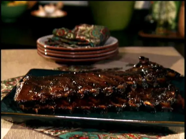 Honey-Mustard Glazed Ribs in Oven and Broiler Recipe | Bobby Flay ...