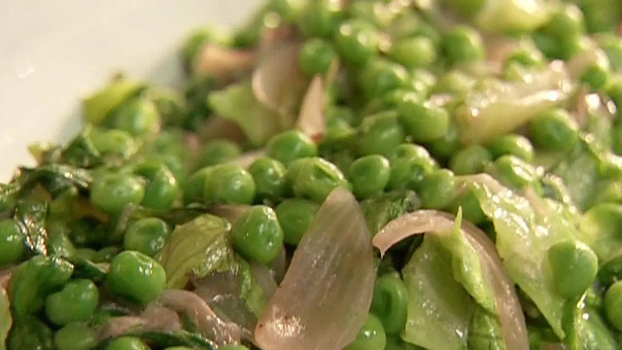 Braised Lettuce and Peas Recipe | Aida Mollenkamp | Food Network