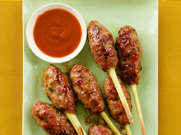 Bacon-Pork Pops on Lemongrass Sticks Recipe | Food Network