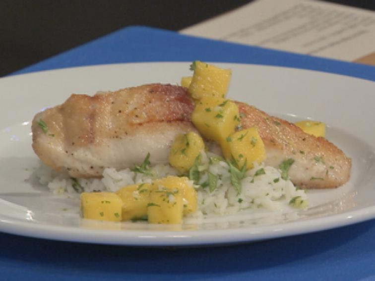 Seared Mahi-Mahi with Mango Sauce and Fragrant Rice Recipe | Robert ...