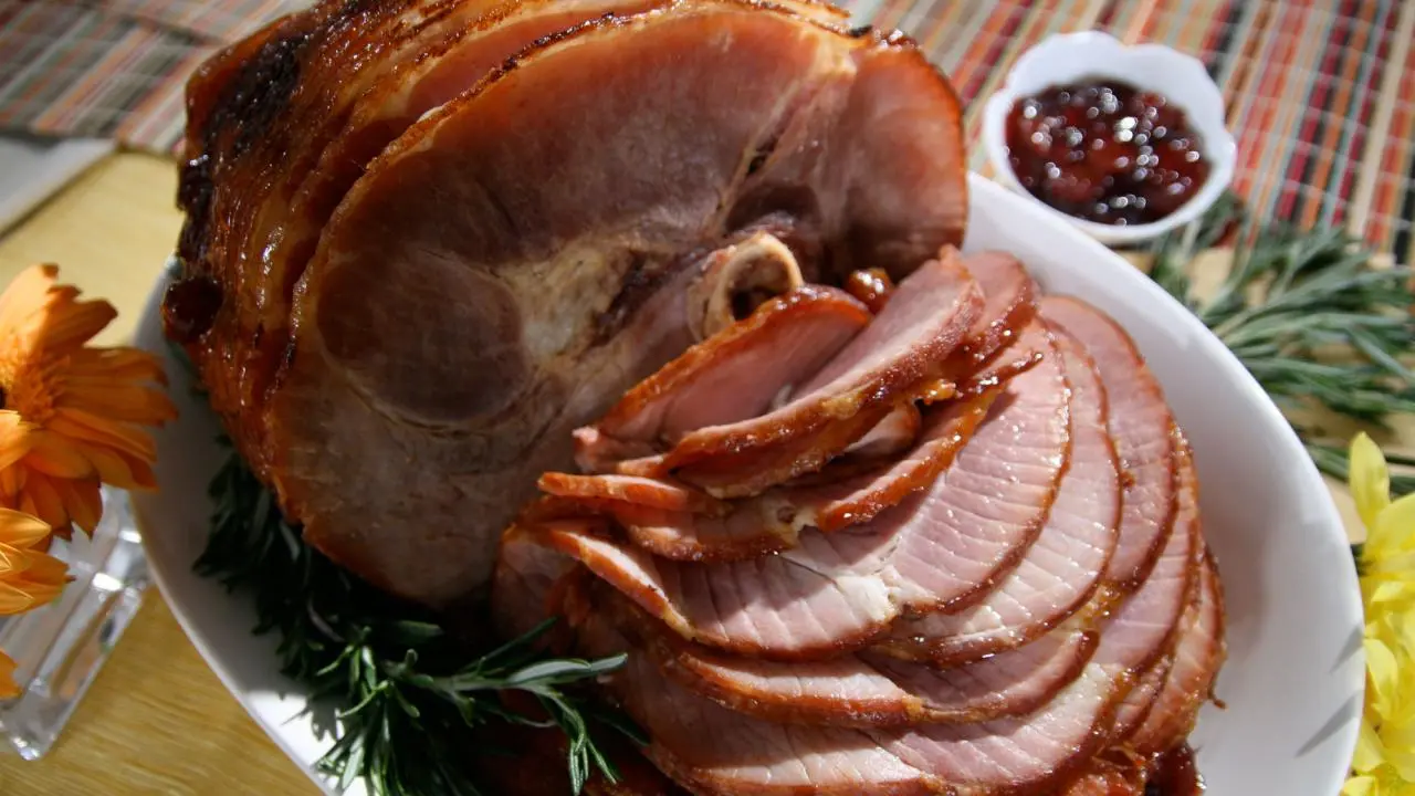 Baked Ham with Spiced Cherry Glaze Recipe | Melissa d'Arabian | Food ...