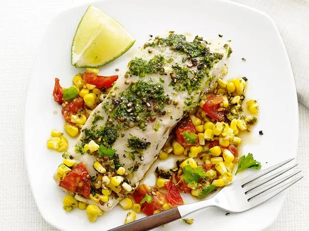 Foil-Packet Fish With Corn Relish Recipe | Food Network Kitchen | Food ...