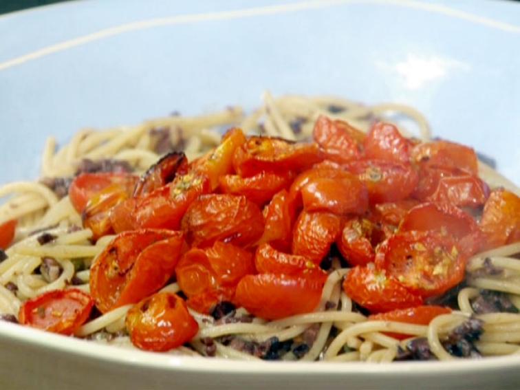Spaghetti with Tapenade Sauce and Roasted Tomatoes Recipe | Rachael Ray ...