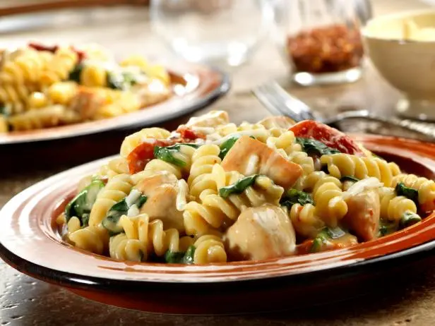 Chicken Fusilli with Spinach and Asiago Cheese Recipe | Food Network