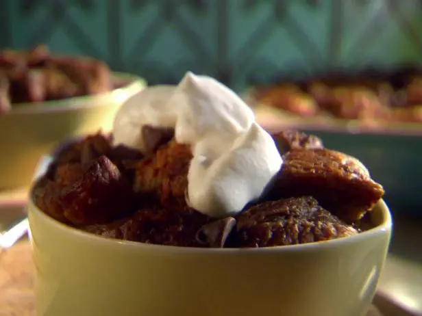 Double Chocolate Bread Pudding with Bourbon Whipped Cream Recipe ...