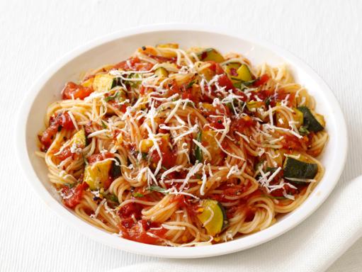 Capellini With Spicy Zucchini-Tomato Sauce Recipe | Food Network ...