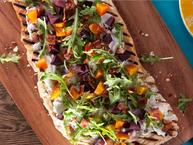 Beet, Bacon and Herbed Goat Cheese Flatbread Recipe | Kelsey Nixon ...