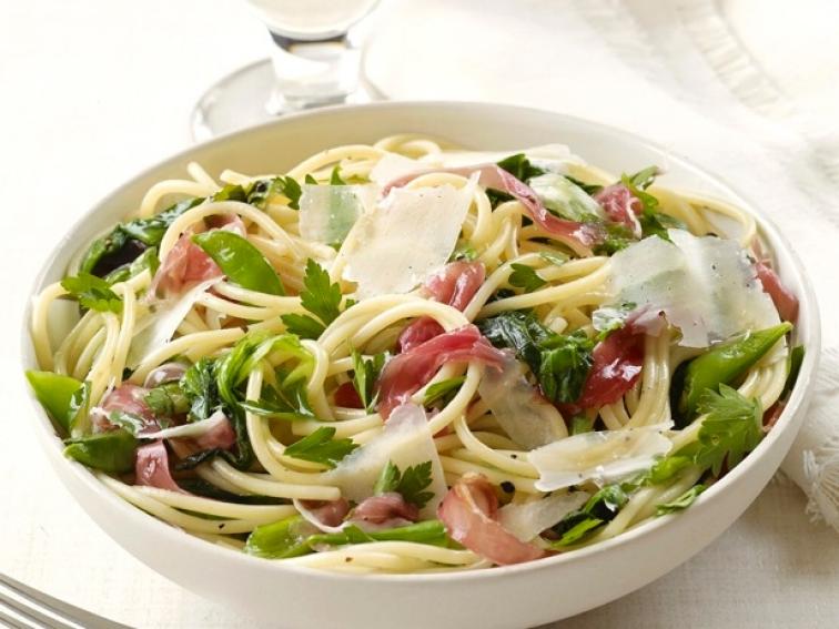Spaghetti With Snap Peas and Prosciutto Recipe | Food Network Kitchen ...