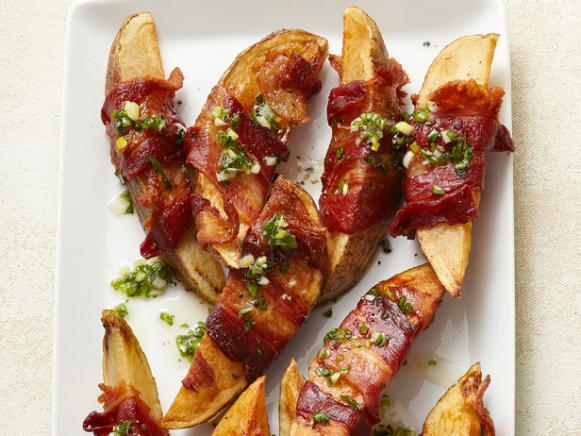 Bacon-Wrapped Potatoes With Honey Sauce Recipe | Aaron McCargo Jr ...