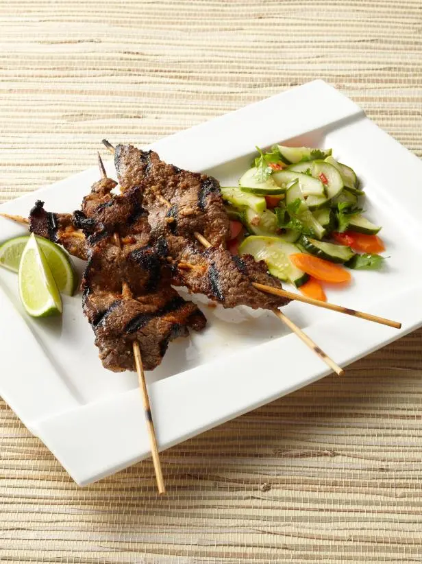Beef Satay with Pickled Cucumber Salad Recipe | Food Network Kitchen ...