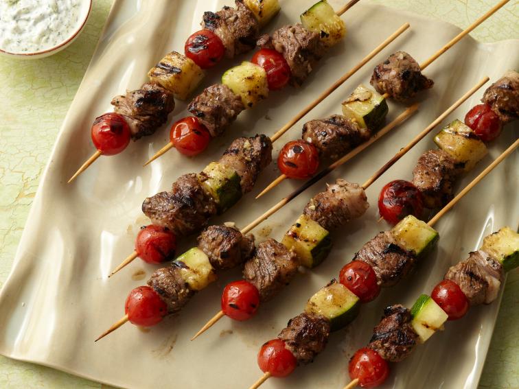 Grilled Lamb Kebabs with Tomatoes, Zucchini, and Yogurt Sauce Recipe ...