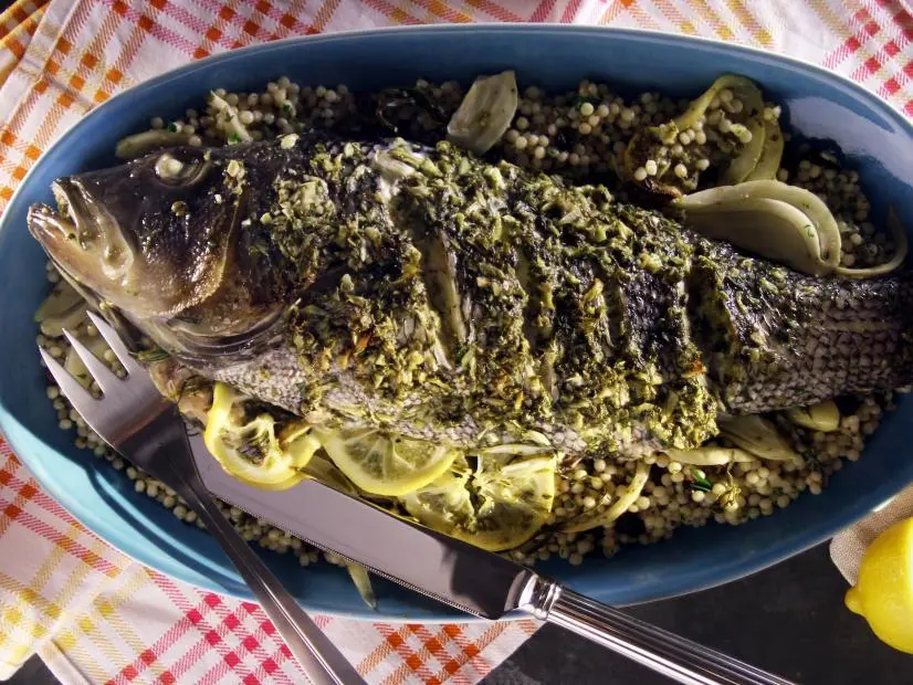 Roasted Whole Black Bass Recipe | Kelsey Nixon | Food Network