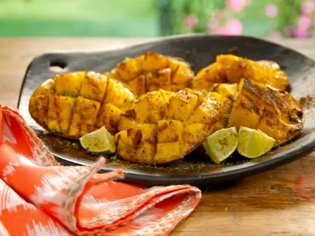 Grilled Mango with Lime, Salt and Ancho Powder Recipe | Bobby Flay ...