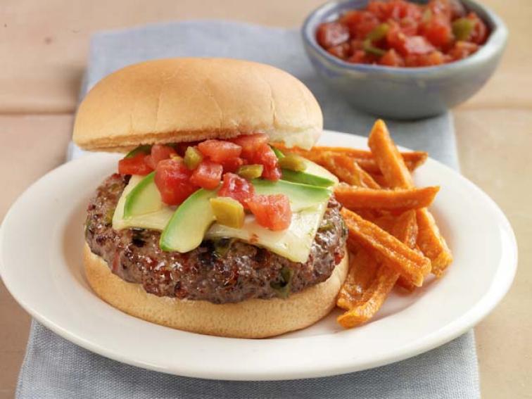 Zesty Salsa Burgers Recipe | Food Network