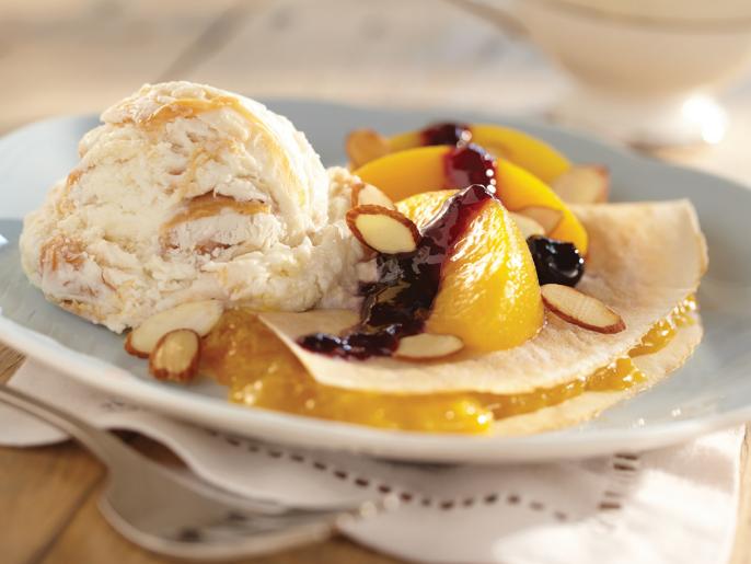 Peach Apricot Melba Crepes Recipe | Food Network