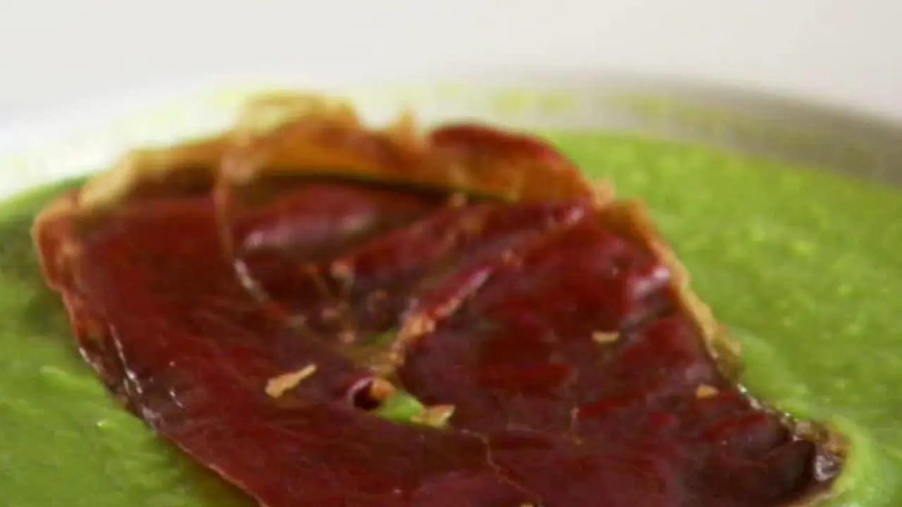 Spanish Pea Soup with Crispy Ham Recipe | Ina Garten | Food Network