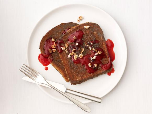 Chocolate-Hazelnut French Toast With Raspberry Syrup Recipe | Food ...
