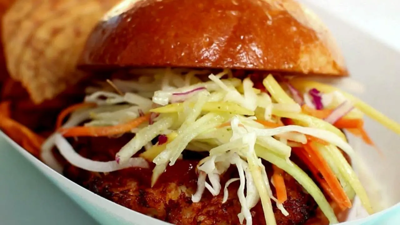 Crab Burgers with Tiger Slaw Recipe | Food Network