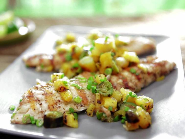 Grilled Pink Snapper with Caramelized Pineapple-Green Onion Butter and ...