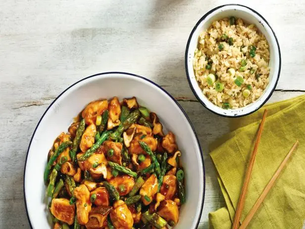Asparagus Shiitake Chicken with Sesame Rice Recipe - Chef's Resource ...