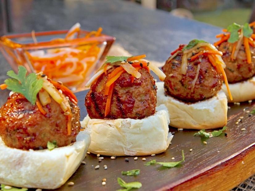 Asian Chicken Meatball Sliders with Pickled Carrot and Daikon Recipe ...