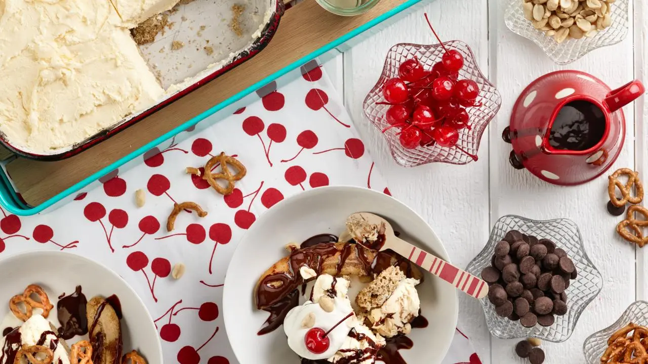 Banana Split Sundae Cake Recipe | Food Network Kitchen | Food Network