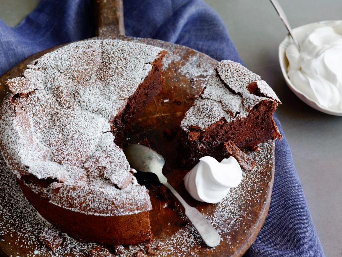 Cracked Chocolate Earth with Whipped Cream (Flourless Chocolate Cake ...