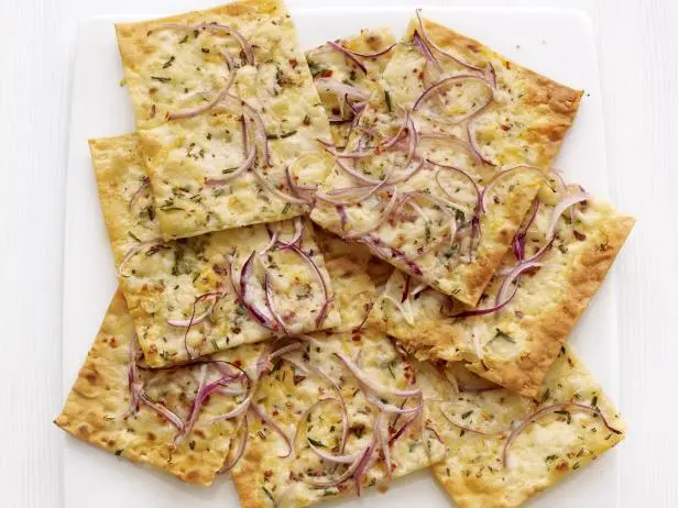 Cheesy Onion Flatbread Recipe | Food Network Kitchen | Food Network