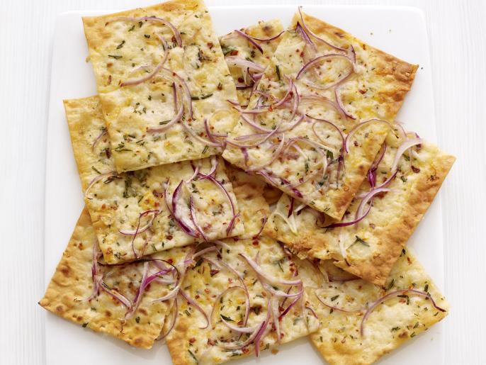 Cheesy Onion Flatbread Recipe | Food Network Kitchen | Food Network