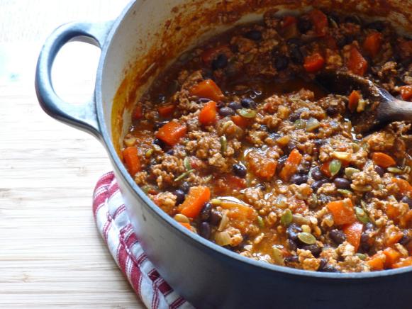 Turkey and Pumpkin Seed Chili Recipe | Silvana Nardone | Food Network