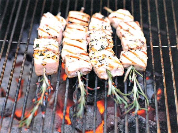 Rosemary-Skewered Swordfish Kebabs Recipe | Food Network