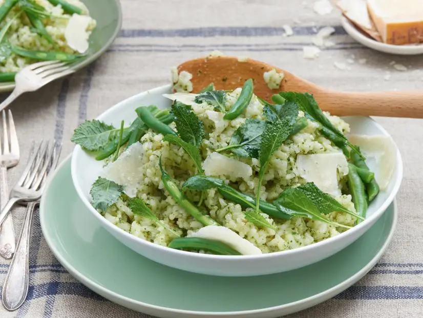 Pesto Risotto with Fall Greens Recipe | Food Network