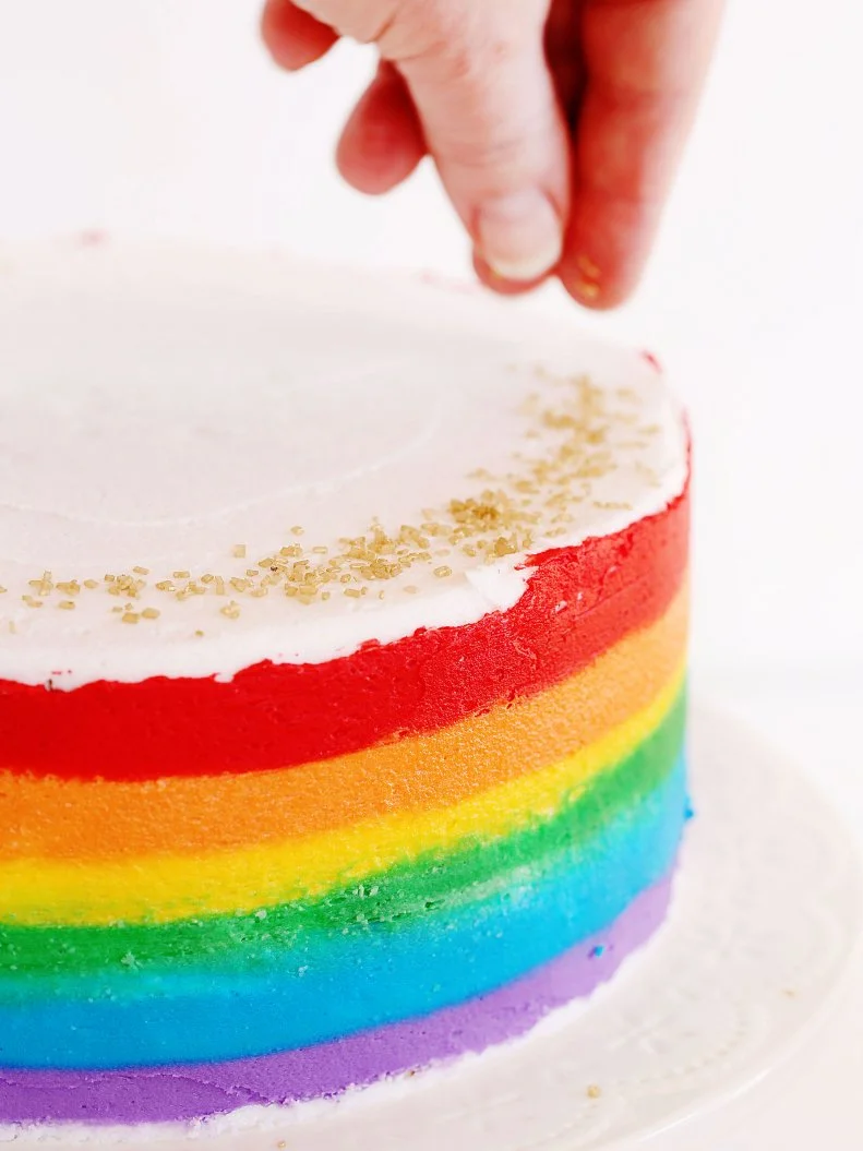 How to Make a Stunning Rainbow Cake with Gold Ombre Layers : Food ...