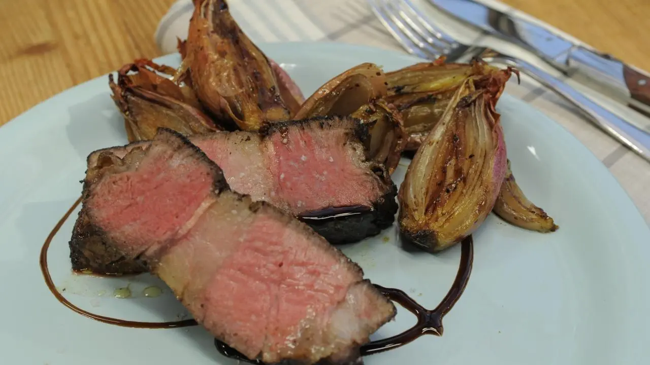 Herb-Roasted Beef Rib-eye with Roasted Shallots Recipe | Geoffrey ...