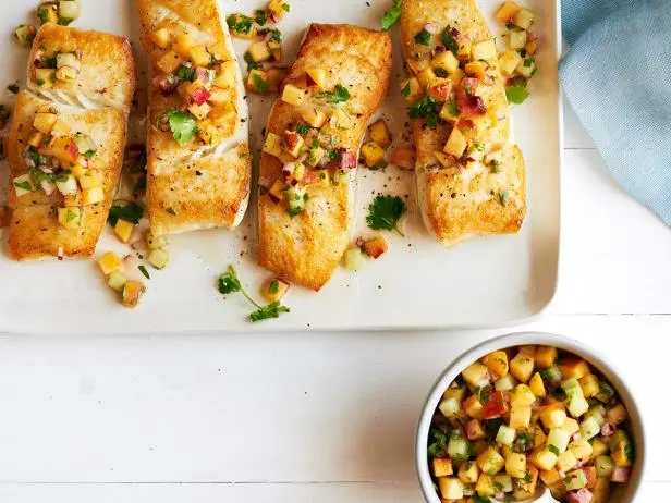Mahi Mahi with Peach-Cucumber Salsa Recipe | Katie Lee Biegel | Food ...