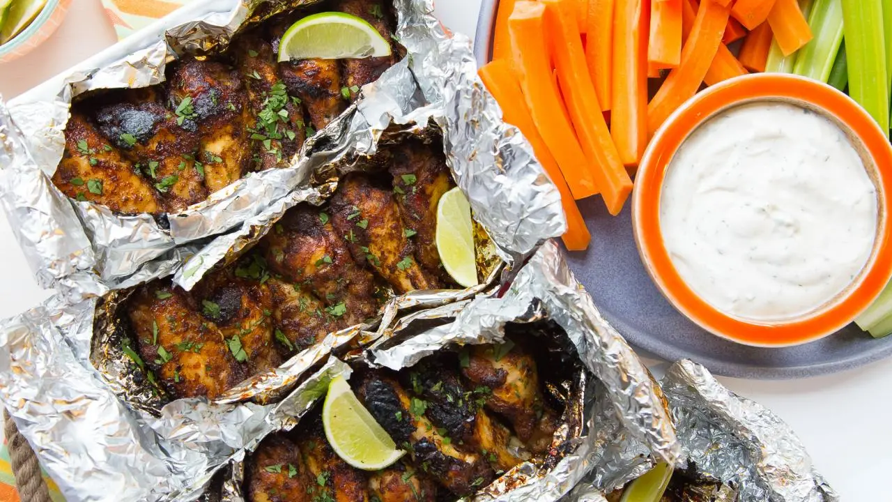 Foil-Pack Grilled Sweet-and-Spicy Chicken Wings Recipe | Food Network ...